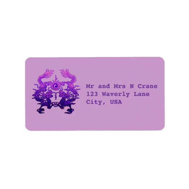 CHINESE NEW YEAR Purple Dragons Label | Zazzle