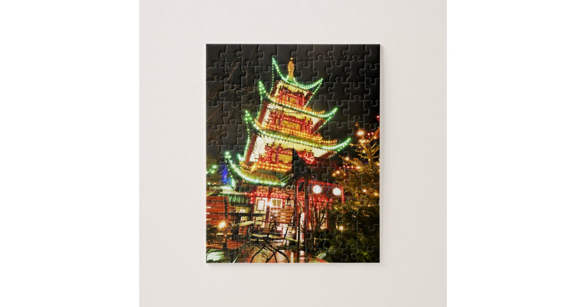 Chinese pagoda at night jigsaw puzzle | Zazzle