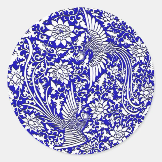 Chinese phoenix classic round sticker | Zazzle