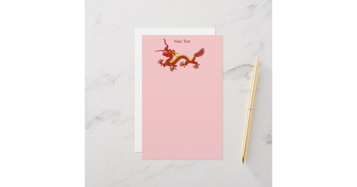 Chinese Red And Gold Dragon Stationery | Zazzle