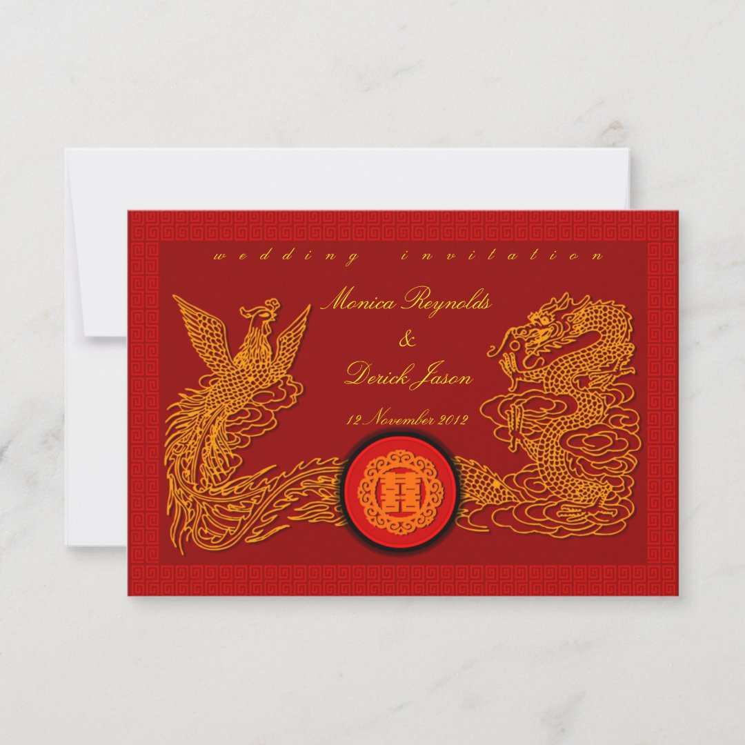 Chinese red wedding invitation card by Kanjiz 07 | Zazzle