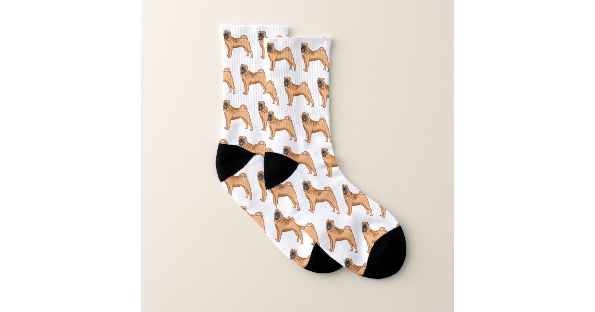 Chinese Shar-Pei dog cartoon illustration Socks | Zazzle