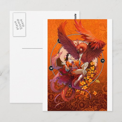 Chinese Spirit of the Phoenix w Chinese Elemental Postcard | Zazzle