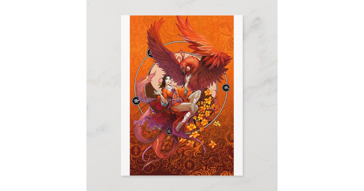 Chinese Spirit of the Phoenix w Chinese Elemental Postcard | Zazzle