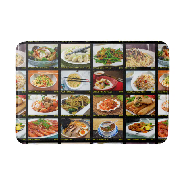 Chinese Takeout Restaurant Photo Menu Board Bath Mat | Zazzle