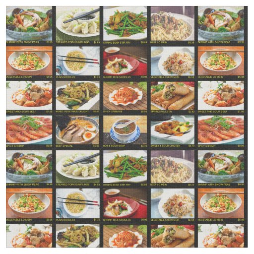 Chinese Takeout Restaurant Photo Menu Board Fabric