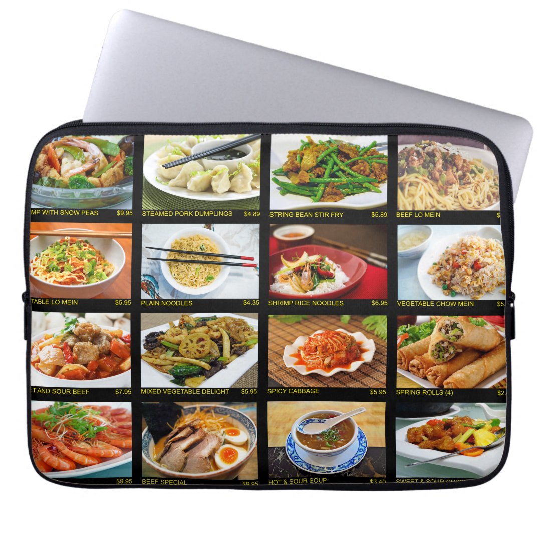Chinese Takeout Restaurant Photo Menu Board Laptop Sleeve | Zazzle