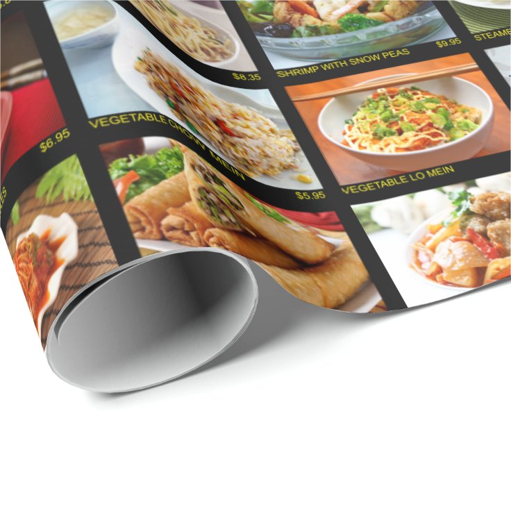 Chinese Takeout Restaurant Photo Menu Board Wrapping Paper | Zazzle
