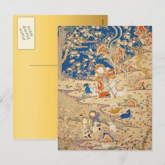Chinese Tapestry Goats Lunar New Year Birthday VHP Holiday Postcard ...