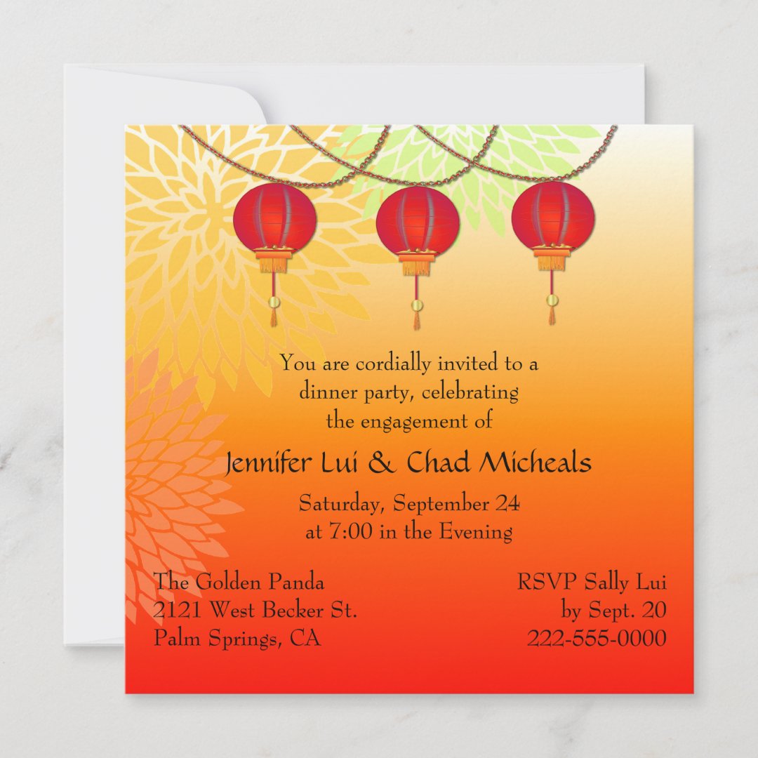 Chinese Themed Engagement Party Invitation | Zazzle