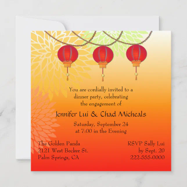 Chinese Themed Engagement Party Invitation | Zazzle