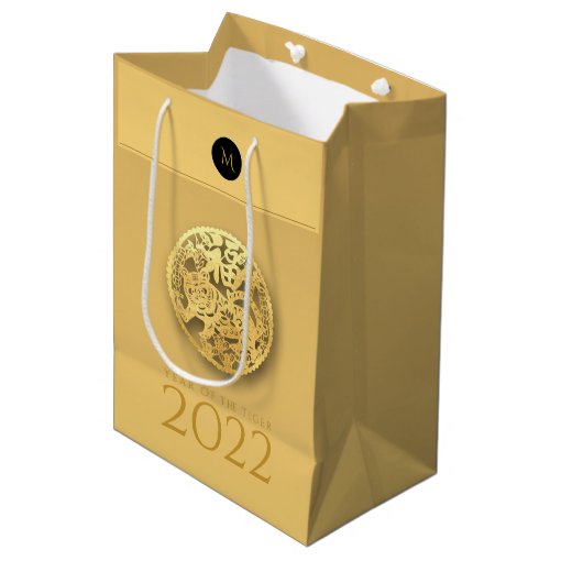 Chinese Tiger Year 2022 Elegant Monogram MGB Medium Gift Bag | Zazzle