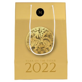 Chinese Tiger Year 2022 Elegant Monogram MGB Medium Gift Bag | Zazzle