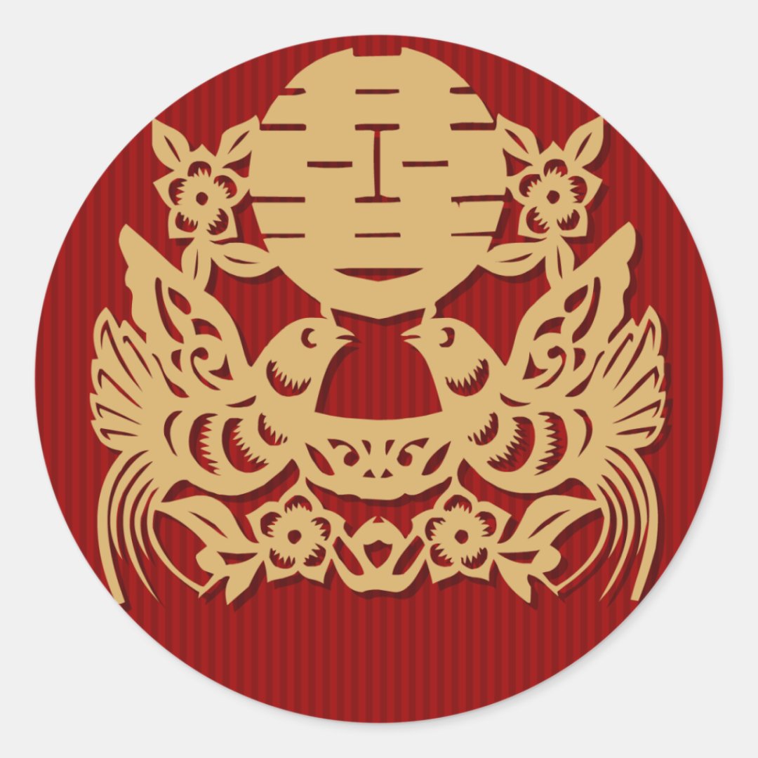 Chinese wedding double happiness pattern stickers | Zazzle