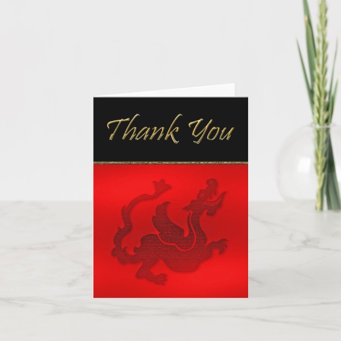 Chinese year of dragon Thank You card with dragon | Zazzle.com