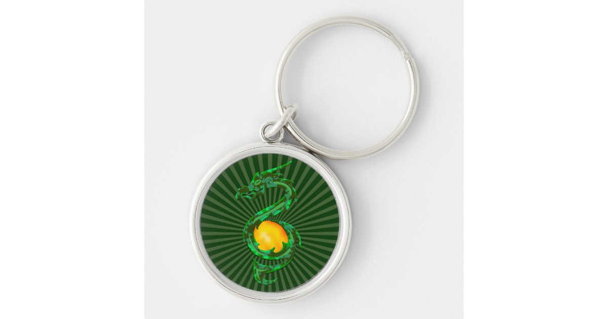 Chinese Year of the Dragon Jade Green Keychain | Zazzle
