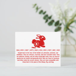 CHINESE ZODIAC RABBIT PAPERCUT ILLUSTRATION POSTCARD | Zazzle
