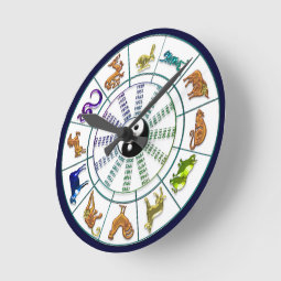 Chinese Zodiac Wheel, Chinese New Year Round Clock | Zazzle