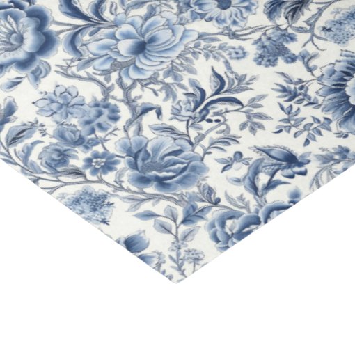 Chinoiserie Blue White Floral Flowers Decoupage Tissue Paper | Zazzle