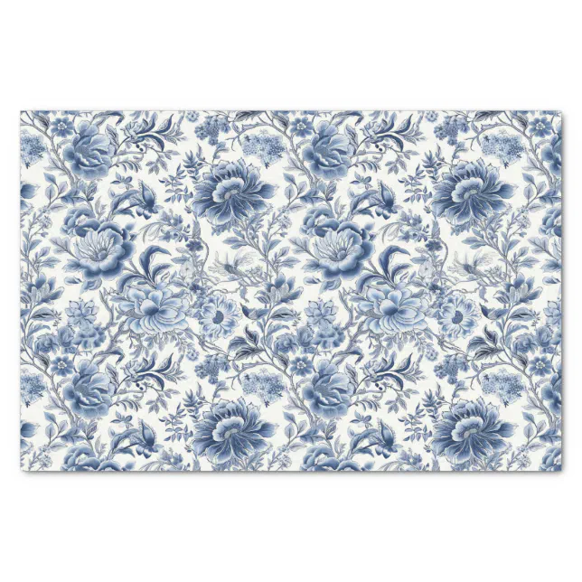 Chinoiserie Blue White Floral Flowers Decoupage Tissue Paper | Zazzle