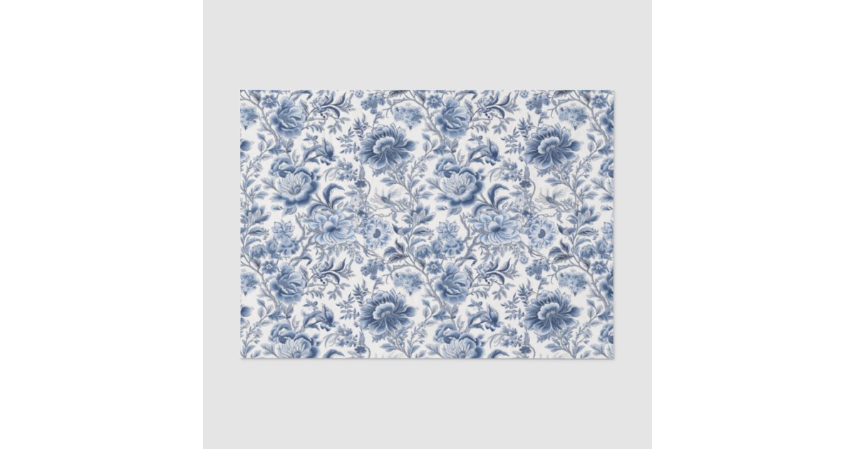 Chinoiserie Blue White Floral Flowers Decoupage Tissue Paper | Zazzle