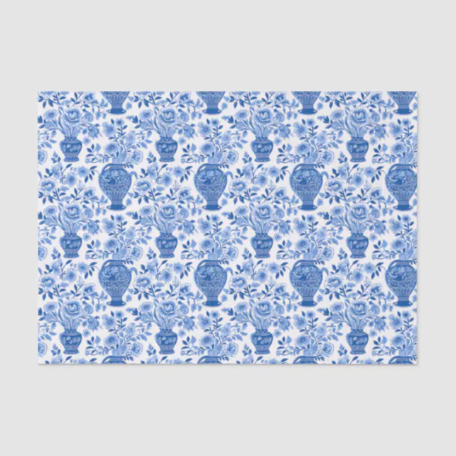 Chinoiserie Blue & White Ginger Jar Floral Vases Tissue Paper | Zazzle
