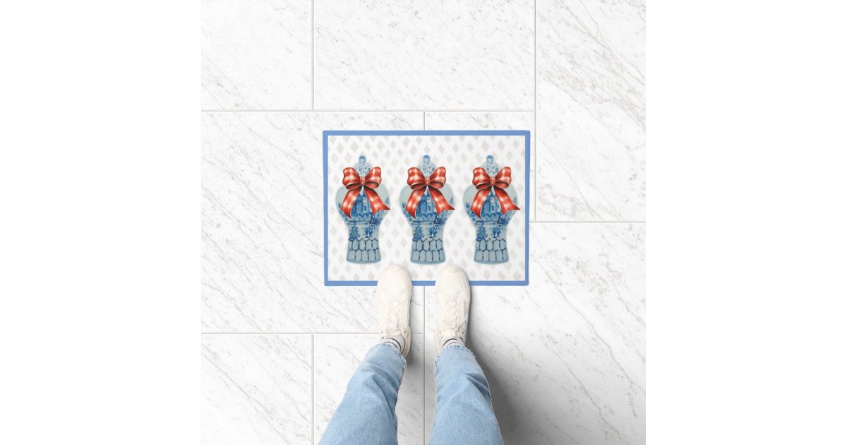 Chinoiserie Blue White Ginger Jar Rug Doormat | Zazzle