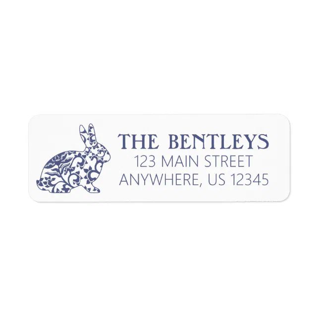 Chinoiserie Bunny Rabbit Return Address Labels | Zazzle