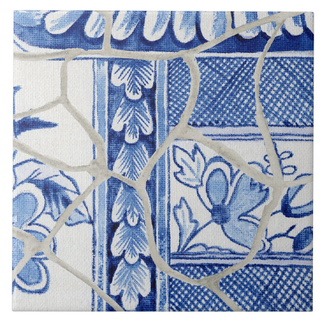Chinoiserie Chic Blue White Chinese Floral Pagoda Ceramic Tile | Zazzle