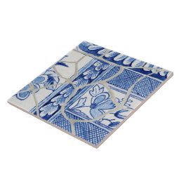 Chinoiserie Chic Blue White Chinese Floral Pagoda Ceramic Tile | Zazzle
