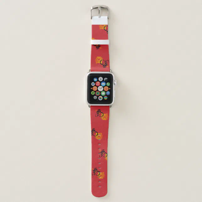 chinoiserie Chic Red Fashion Chinese Zodiac Tiger Apple Watch Band | Zazzle