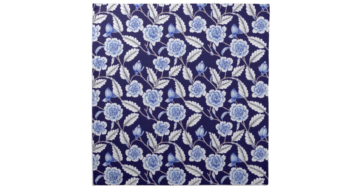 Chinoiserie Delft Blue Floral Porcelain Pattern Cloth Napkin | Zazzle