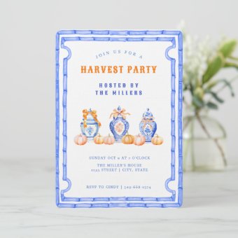 Chinoiserie Ginger Jar Harvest Party Invitation | Zazzle