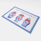 Chinoiserie Ginger Jar With Red Bow | Christmas Doormat | Zazzle