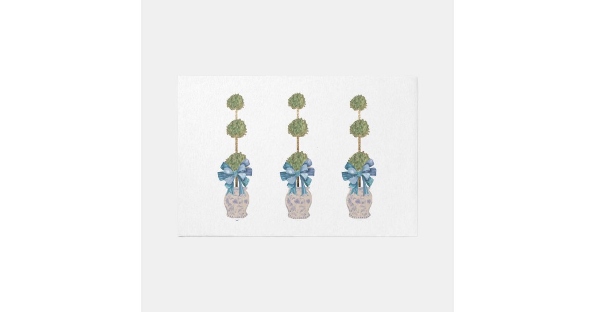 Chinoiserie Topiary Blue White Ginger Jar Rug | Zazzle