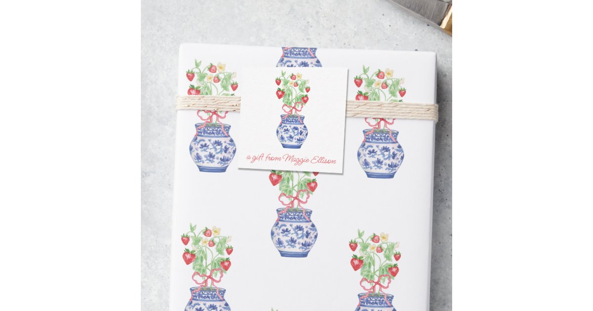 Chinoiserie Vase Red Strawberry Gift Enclosure Note Card | Zazzle
