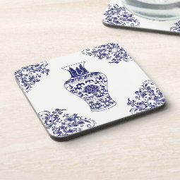 Chinoiserie White and Blue Ginger Jar Throw Pillow Beverage Coaster ...