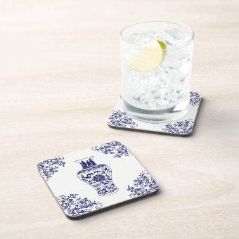 Chinoiserie White and Blue Ginger Jar Throw Pillow Beverage Coaster ...
