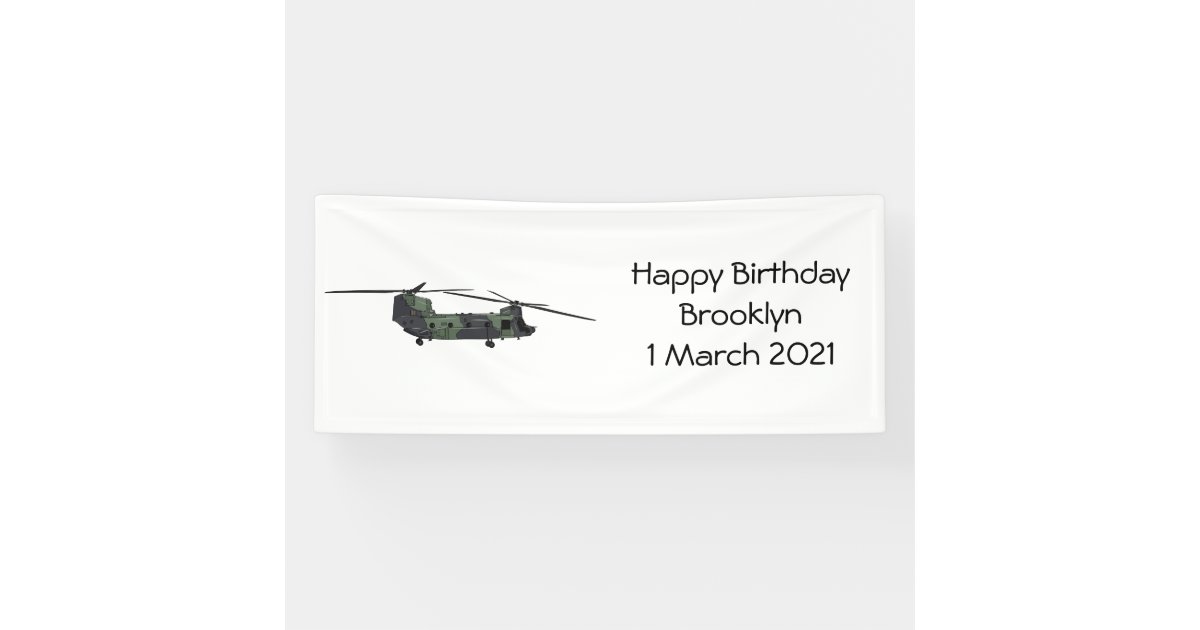 Chinook army helicopter cartoon illustration banner | Zazzle