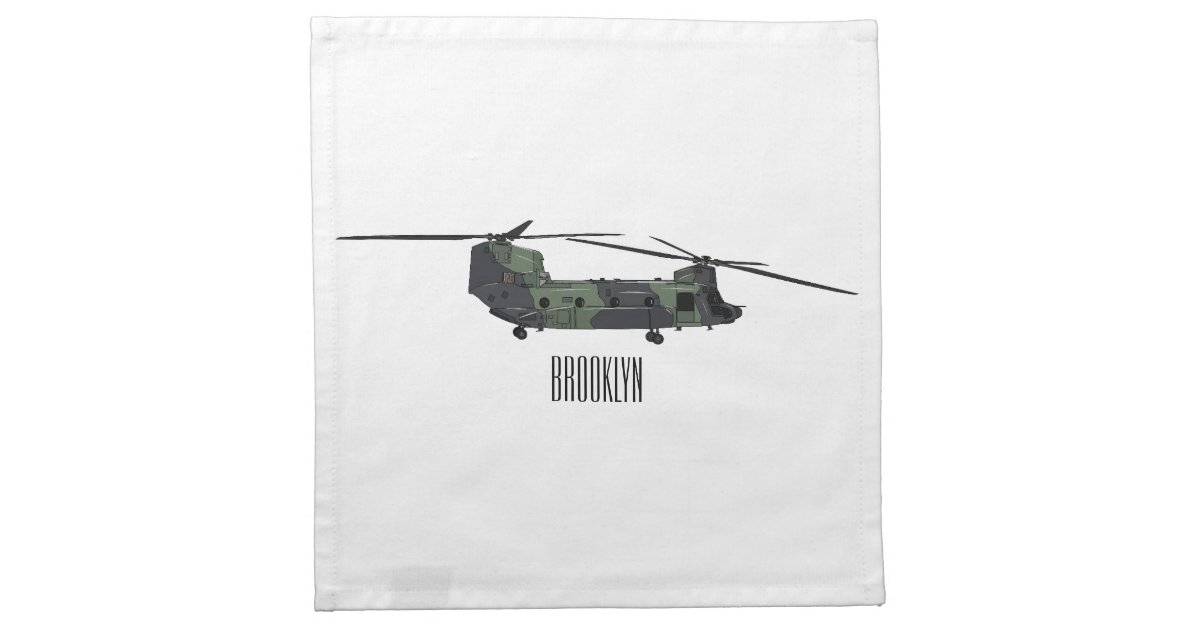 Chinook army helicopter cartoon illustration cloth napkin | Zazzle
