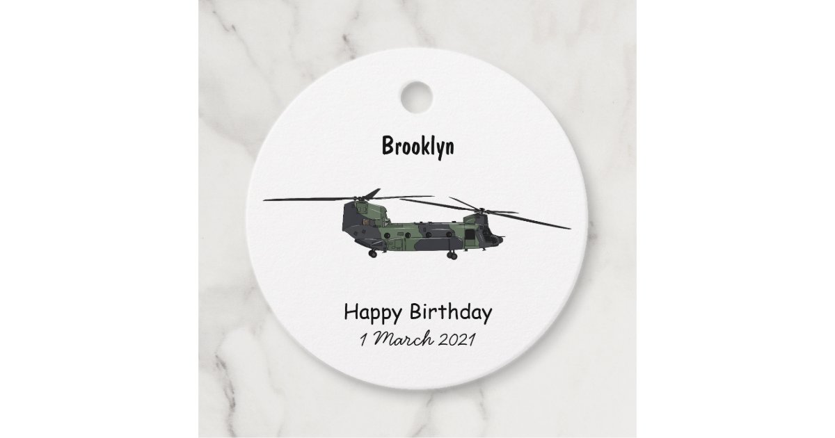 Chinook army helicopter cartoon illustration favor tags | Zazzle