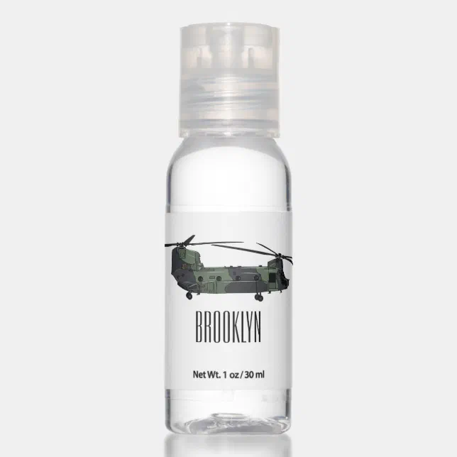 Chinook army helicopter cartoon illustration hand sanitizer | Zazzle