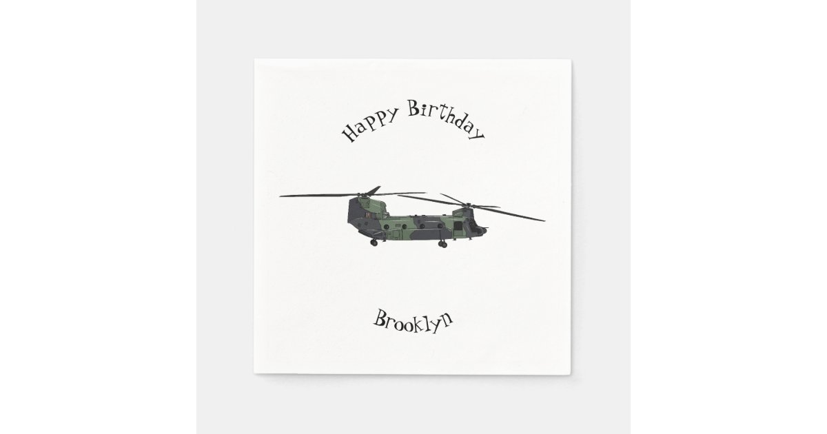 Chinook army helicopter cartoon illustration napkins | Zazzle