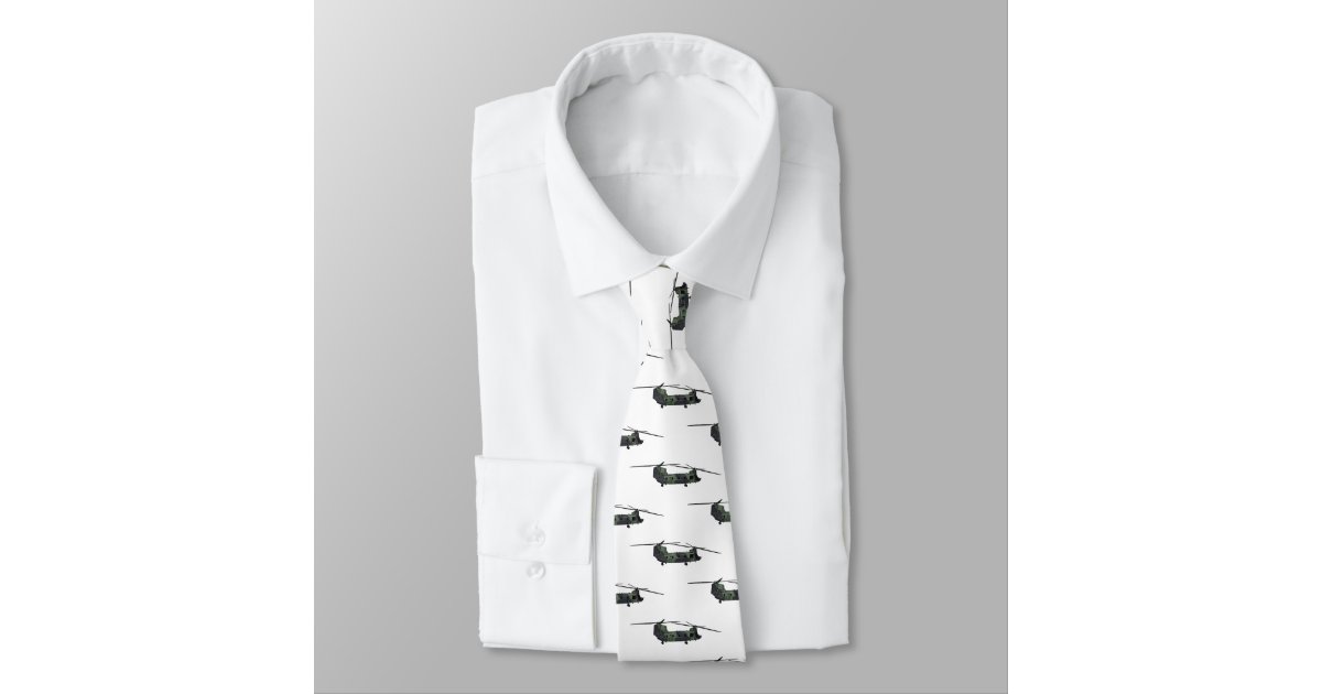 Chinook army helicopter cartoon illustration neck tie | Zazzle