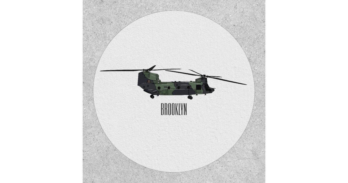 Chinook army helicopter cartoon illustration patch | Zazzle