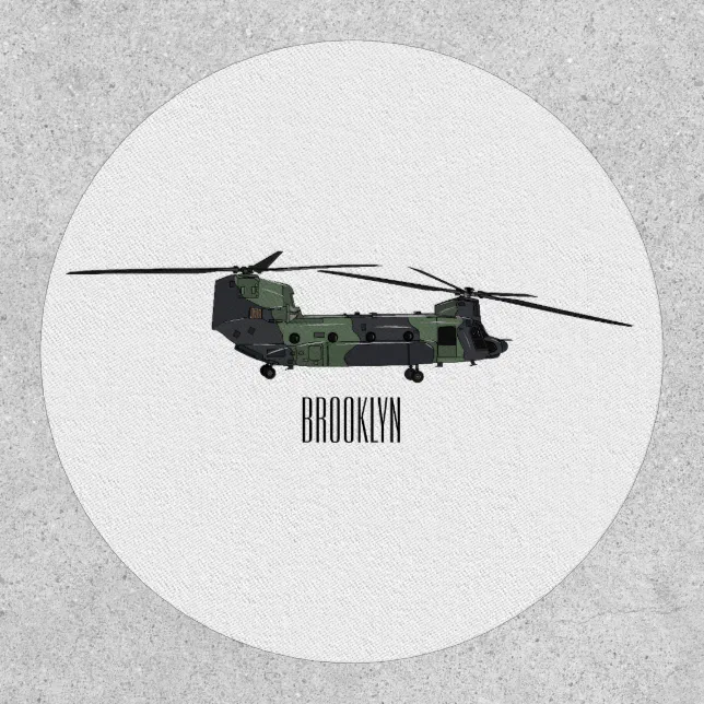 Chinook army helicopter cartoon illustration patch | Zazzle