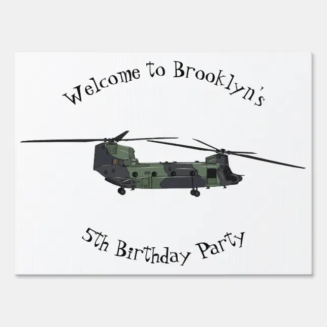 Chinook army helicopter cartoon illustration sign | Zazzle