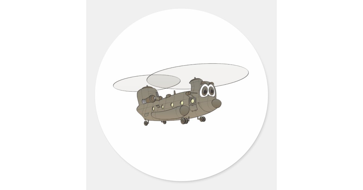 Chinook Helicopter Cartoon Classic Round Sticker | Zazzle