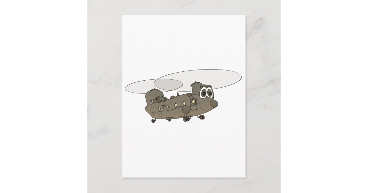 Chinook Helicopter Cartoon Postcard | Zazzle