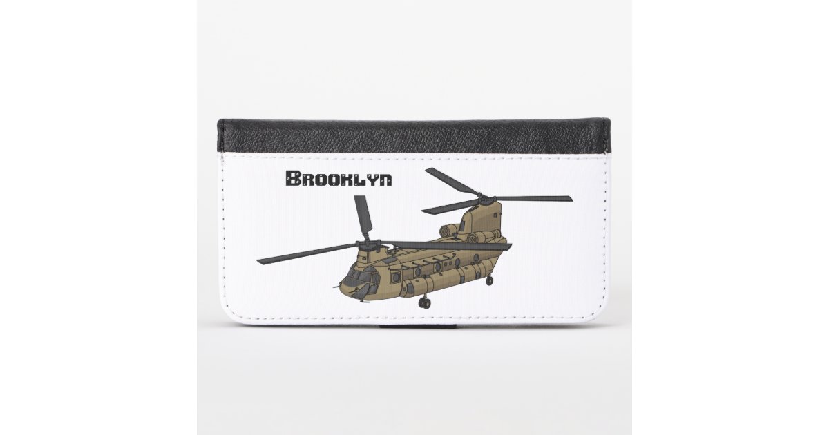 Chinook military helicopter illustration iPhone wallet case | Zazzle